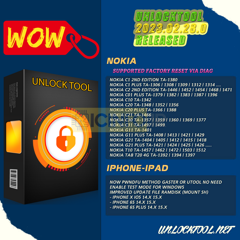 انلاک گوشی های نوکیا سری C در آپدیت UnlockTool_2023.02.28.0